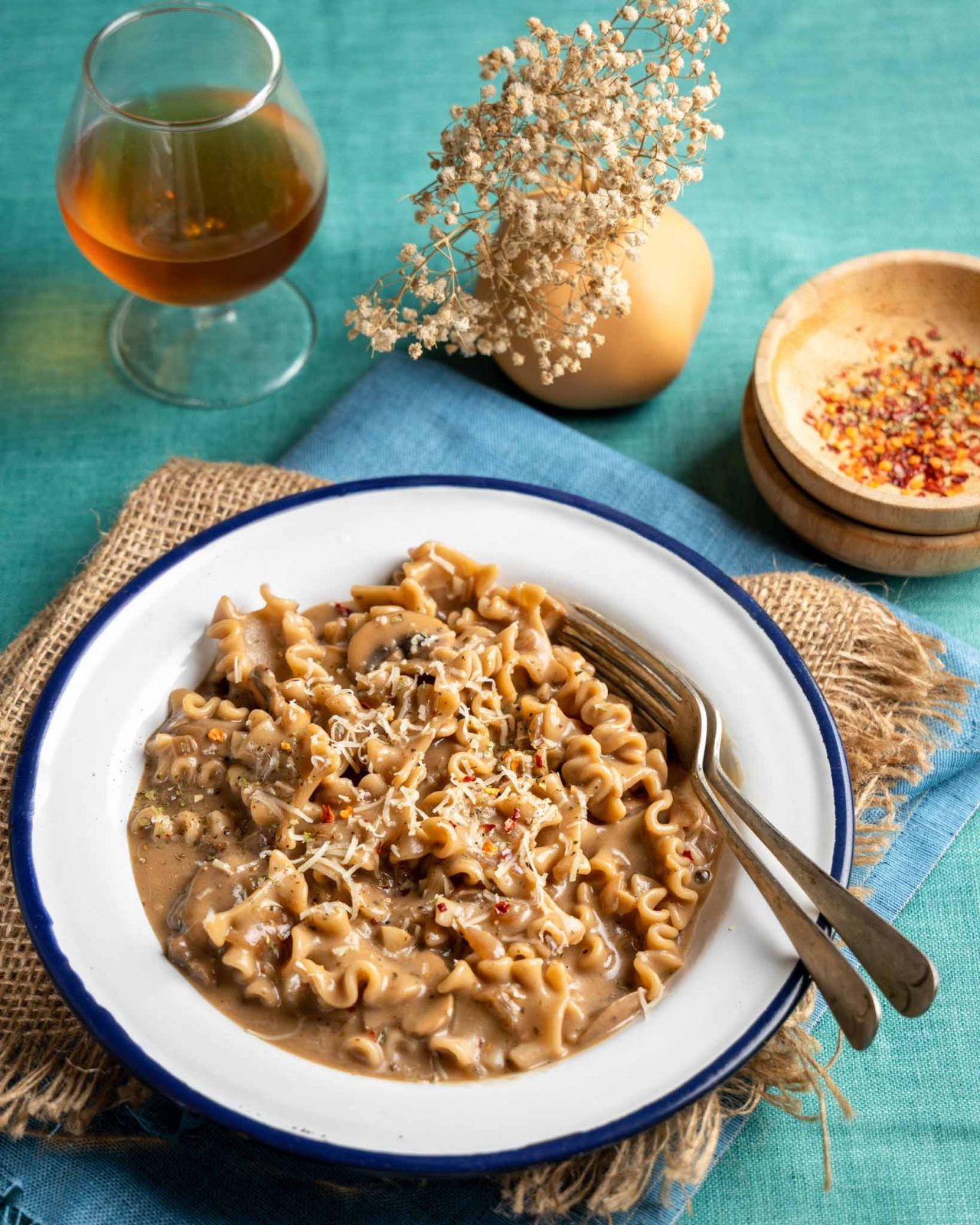 Mushroom Stroganoff Reginetti Pasta - ArpitasFoodPod